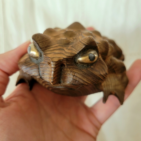 Vintage | Art | Vtg Cryptomeria Carved Wooden Horney Toad Made In Japan ...